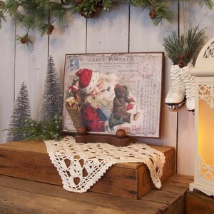 Santa Postcard Christmas Wooden Sign for Your Rustic Country Shabby ...