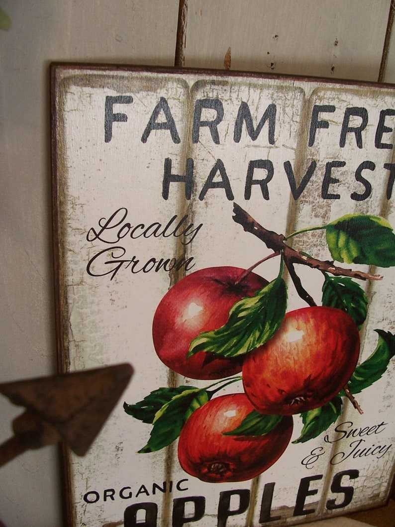 Farm Fresh Harvest Apples Wooden Sign for Your Rustic Shabby - Etsy