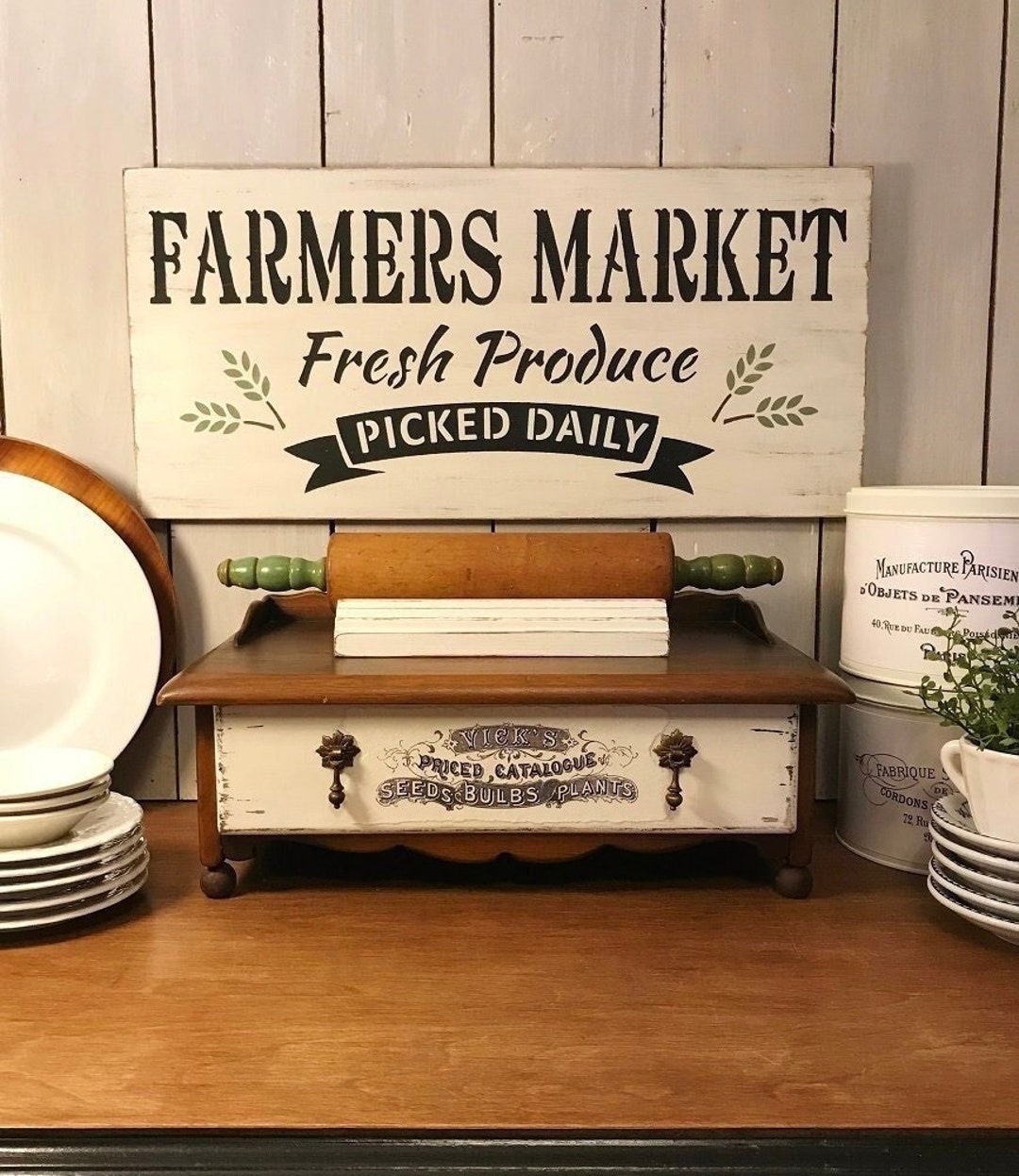 Farmhouse Cottage Style Rolling Pin Holder Bracket for Pioneer Woman ...