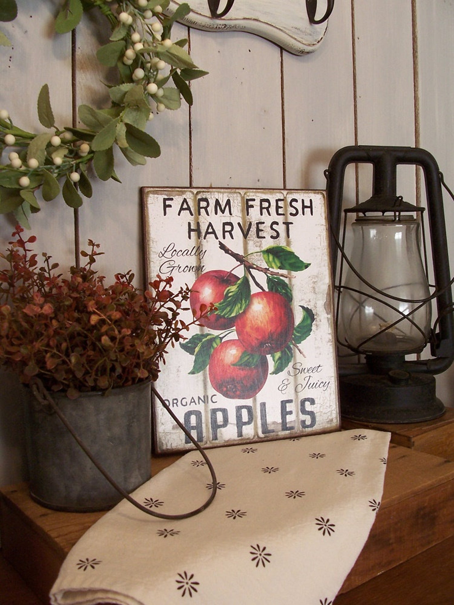 Farm Fresh Harvest Apples Wooden Sign for Your Rustic Shabby Chic or ...