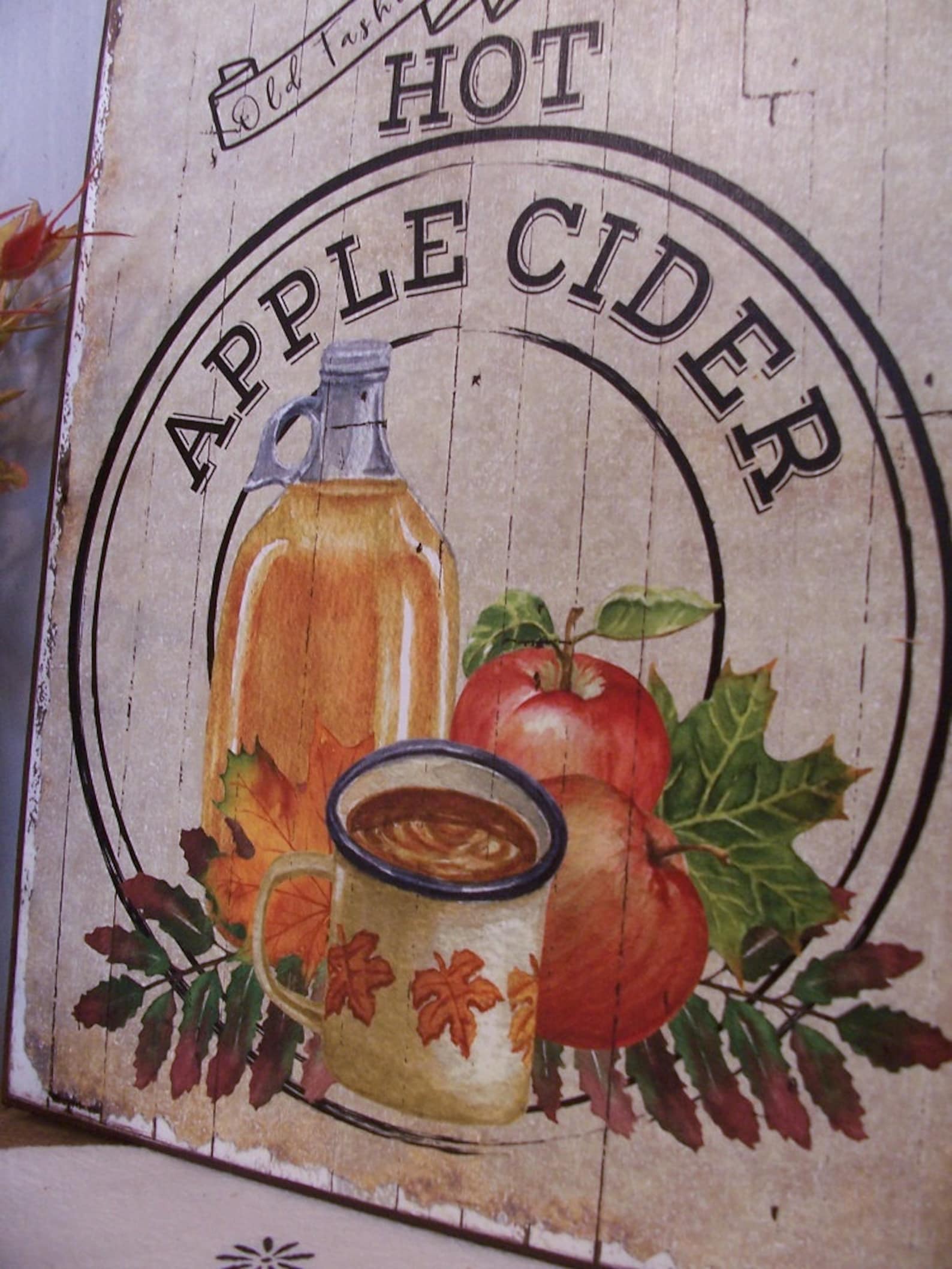 Old Fashioned Hot Apple Cider Wooden Sign for Your Rustic | Etsy