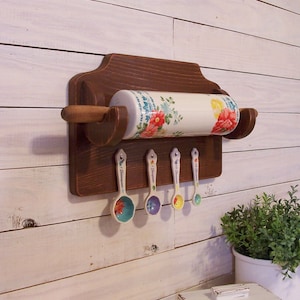 Farmhouse Style Display Rack Rolling Pin Measuring Spoon Fits Pioneer ...