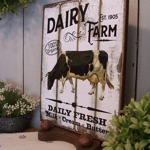 Dairy Farm With Cow Wooden Sign for Your Rustic Country Shabby Chic or ...