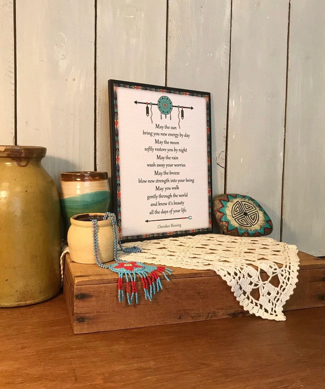 Cherokee Blessing, Native American Wooden Sign White Background, for ...