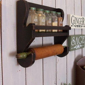 Farmhouse Primitive Rolling Pin Spice Rack / Choose Size and Color ...