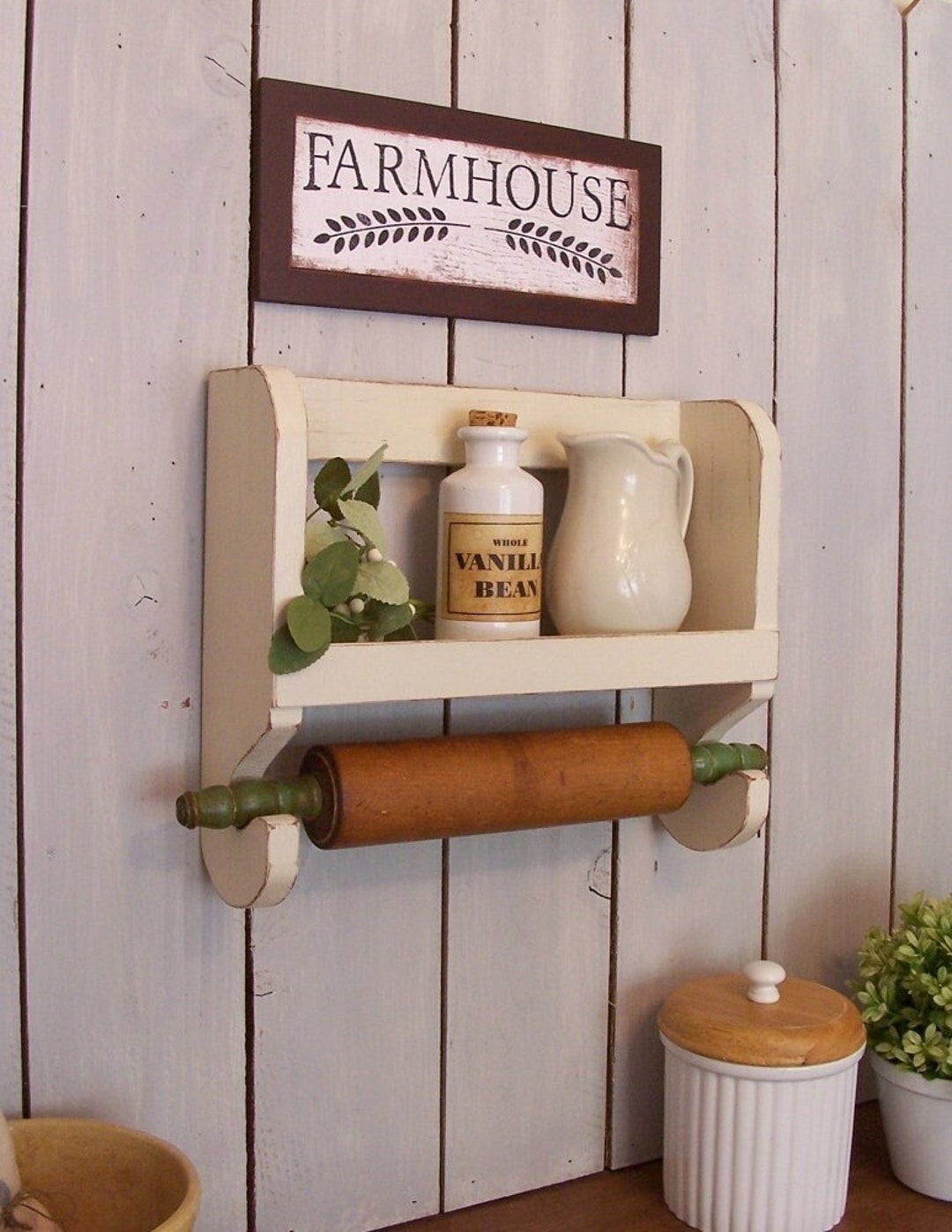 Farmhouse Basic Rolling Pin Display Kitchen Storage Shelf for Your ...