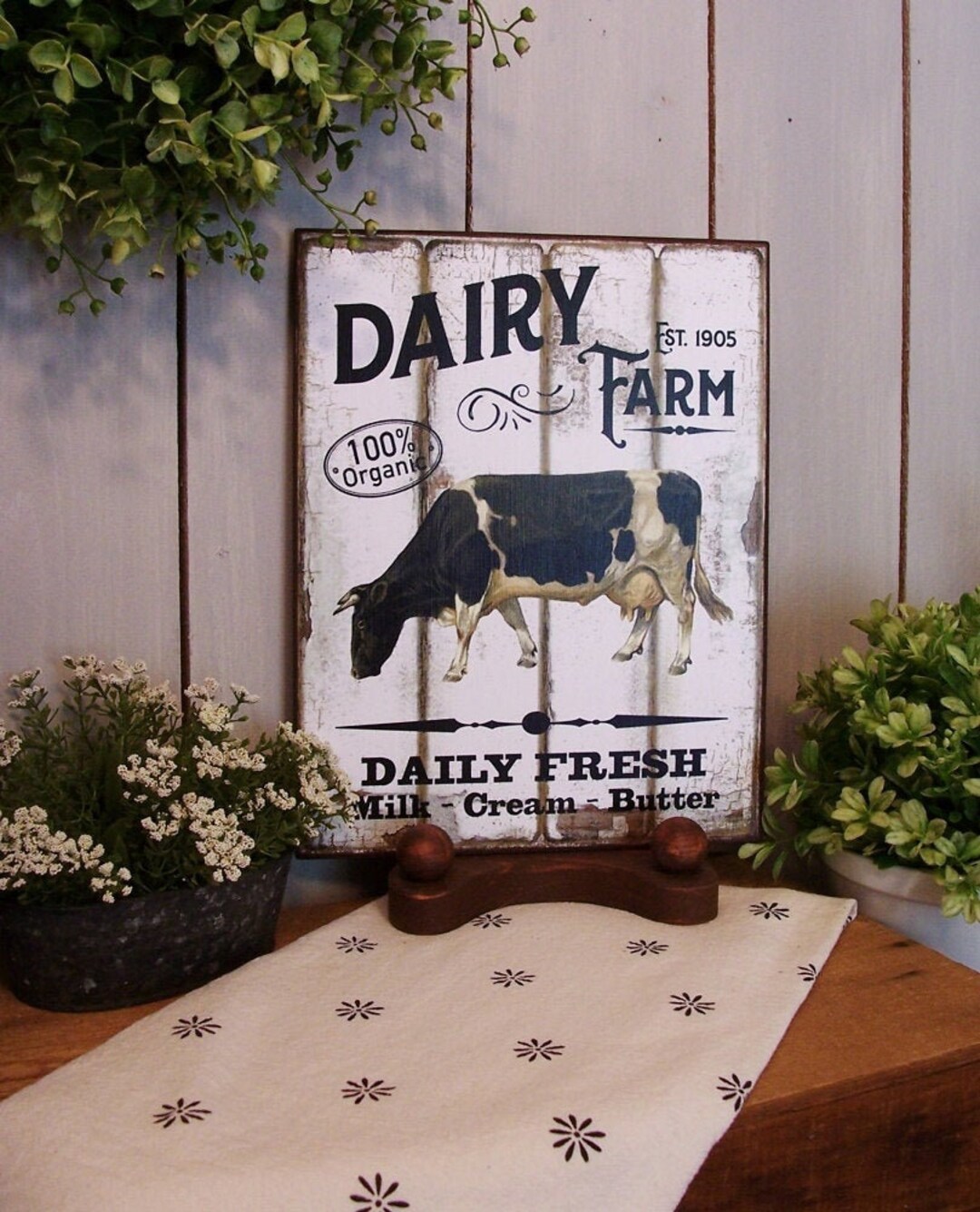 Dairy Farm With Cow Wooden Sign for Your Rustic Country Shabby Chic or ...