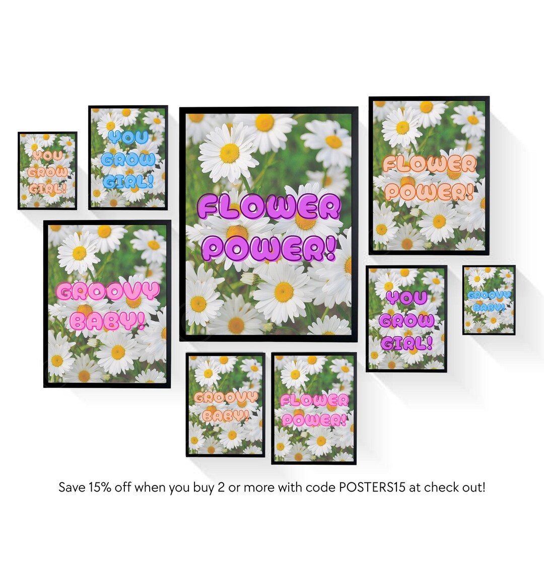 Daisies Motivational Poster: Bubble Font Semi-glossy Wall Art - Etsy