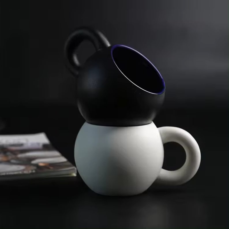 Big Belly Coffee Mug - Cute Spherical Luxury Stoneware Cup for Office ...