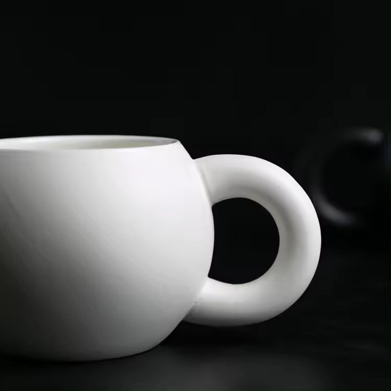 Big Belly Coffee Mug - Cute Spherical Luxury Stoneware Cup for Office ...