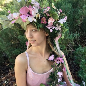 Princess Faerie Floral Headdress Crown Wreath With Butterflies ...