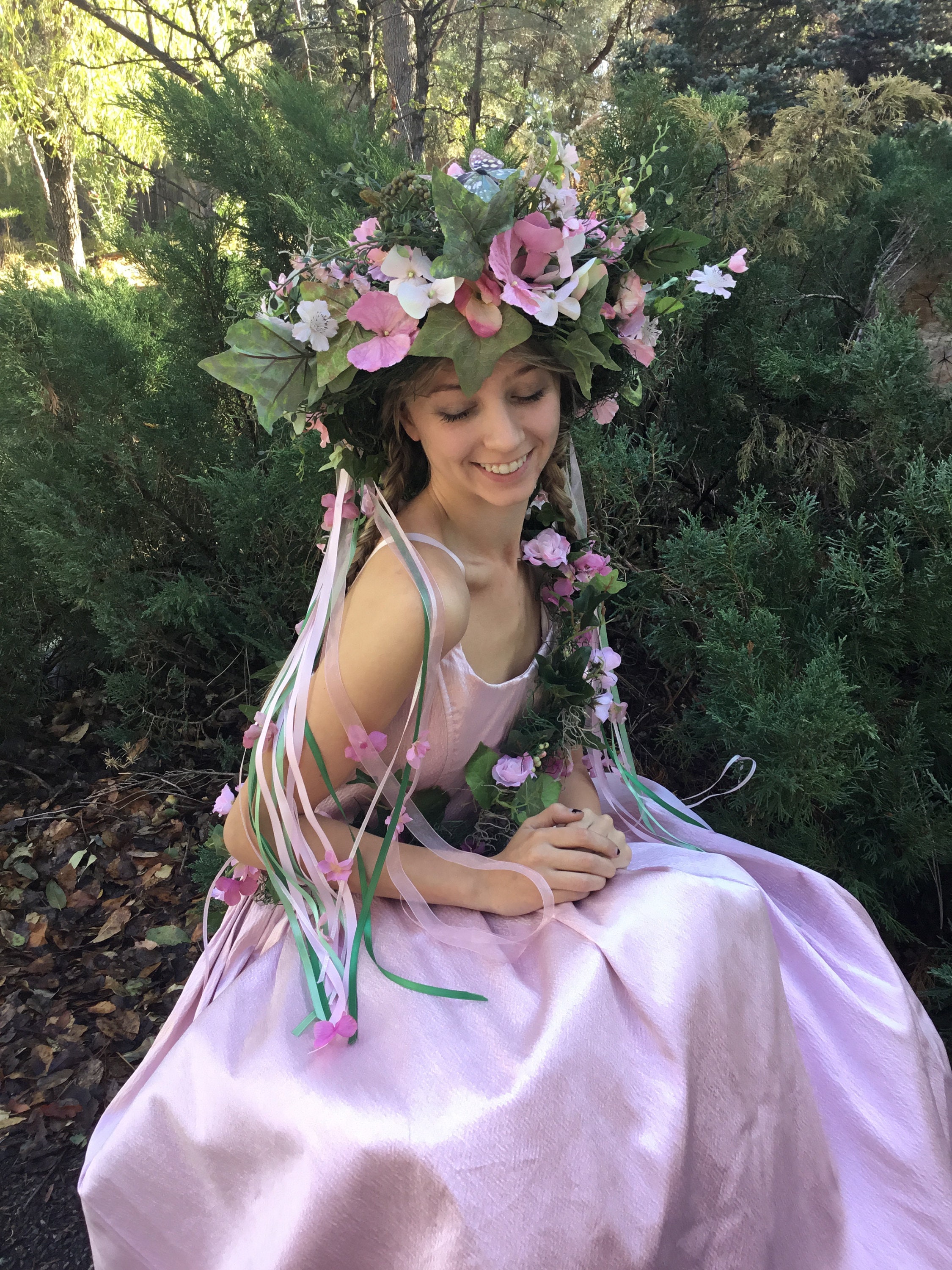 Princess Faerie Floral Headdress Crown Wreath With | Etsy