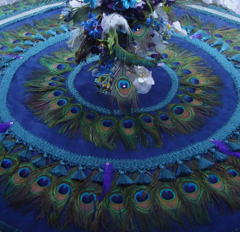 DUAL USE Peacock Feather Wedding Tablecloth AND Peacock | Etsy