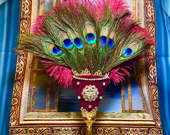 Romantic Rococo White Peacock Feather Wedding Fan With - Etsy