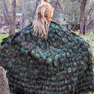 Full Length Hooded Peacock Feather Cape Cloak for Renaissance Renn ...