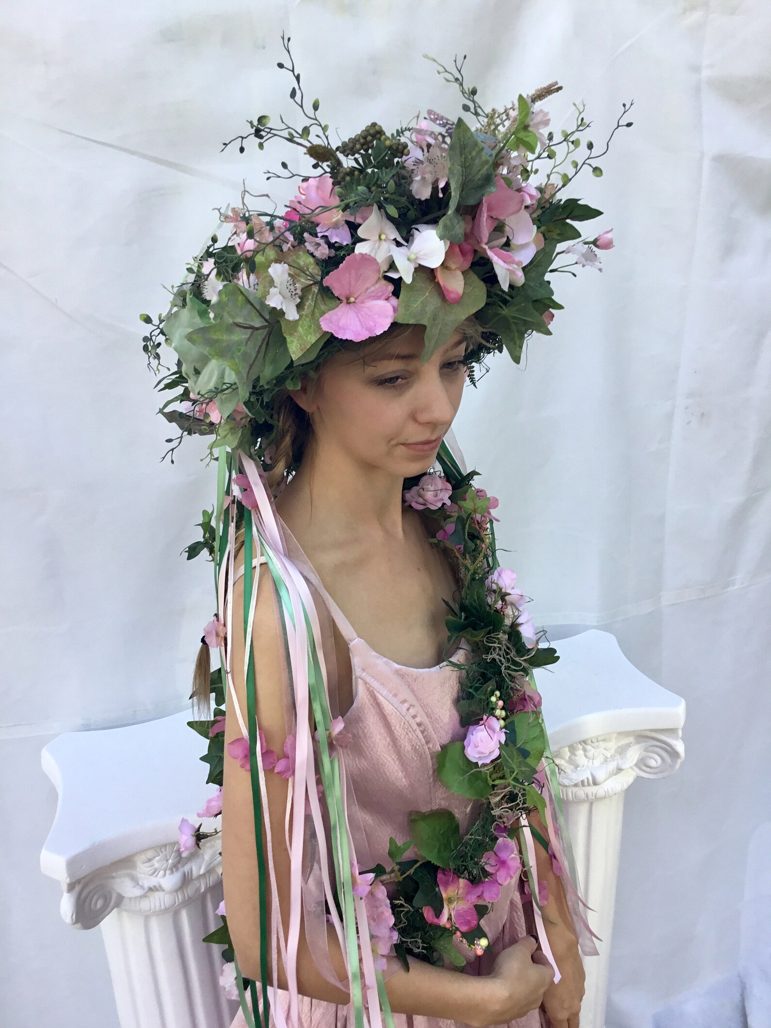 Princess Faerie Floral Headdress Crown Wreath With | Etsy