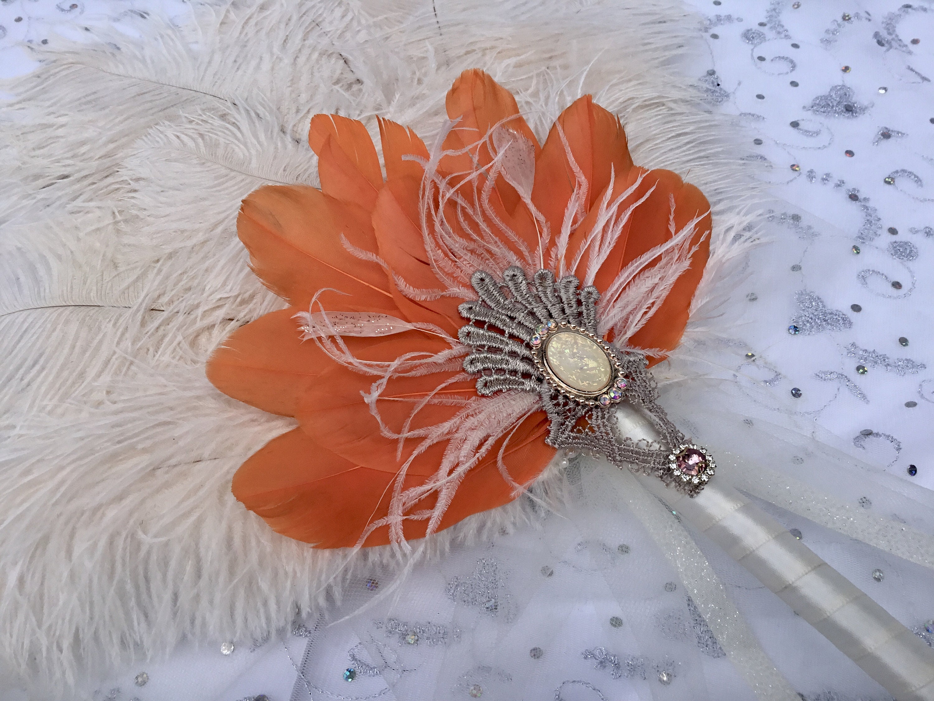 Great Gatsby Ostrich and Goose Feather Fan in Your Choice of | Etsy