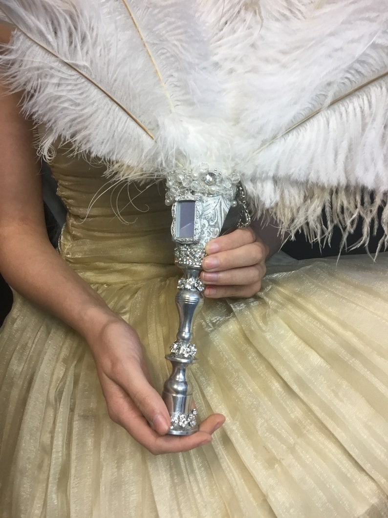 Romantic Rococo White Peacock Feather Wedding Fan With - Etsy
