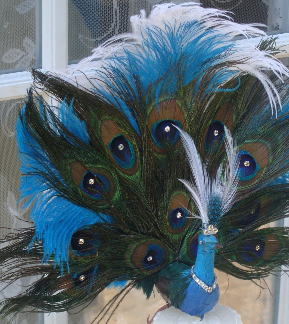 Peacock Cake topper exquisite pair Accented in Your Wedding | Etsy