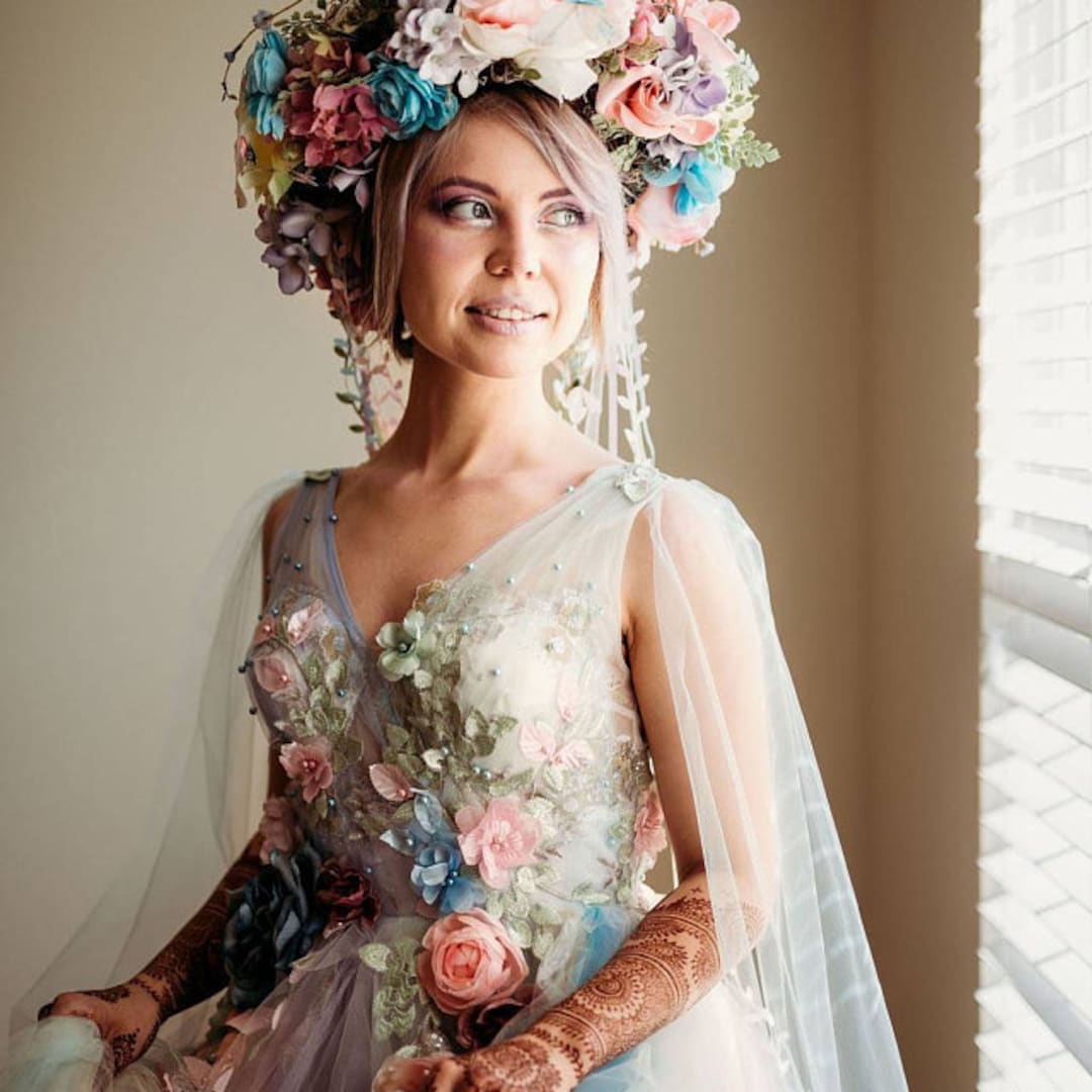 Princess Faerie Floral Headdress Crown Wreath With Butterflies ...