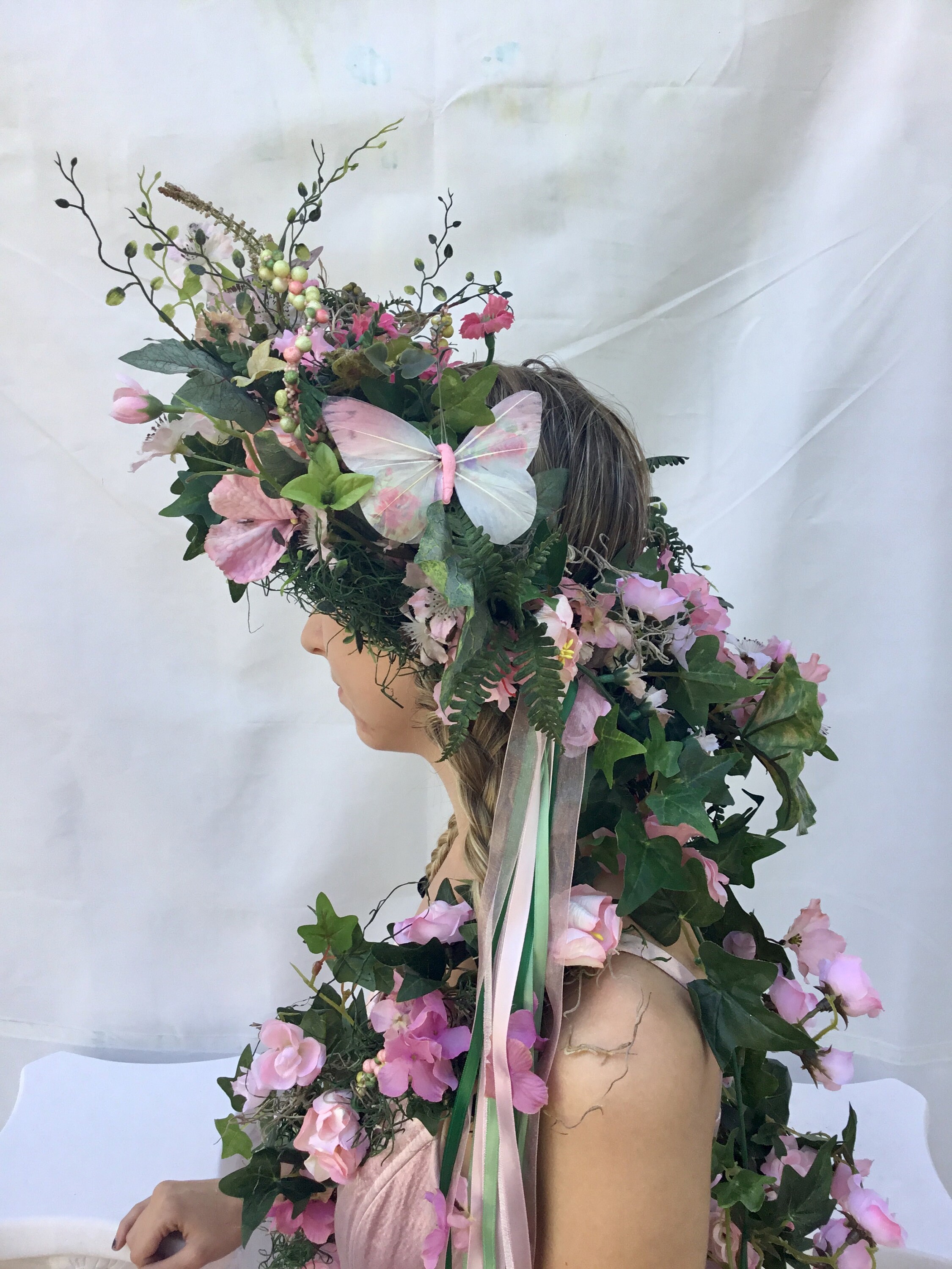 Princess Faerie Floral Headdress Crown Wreath With | Etsy