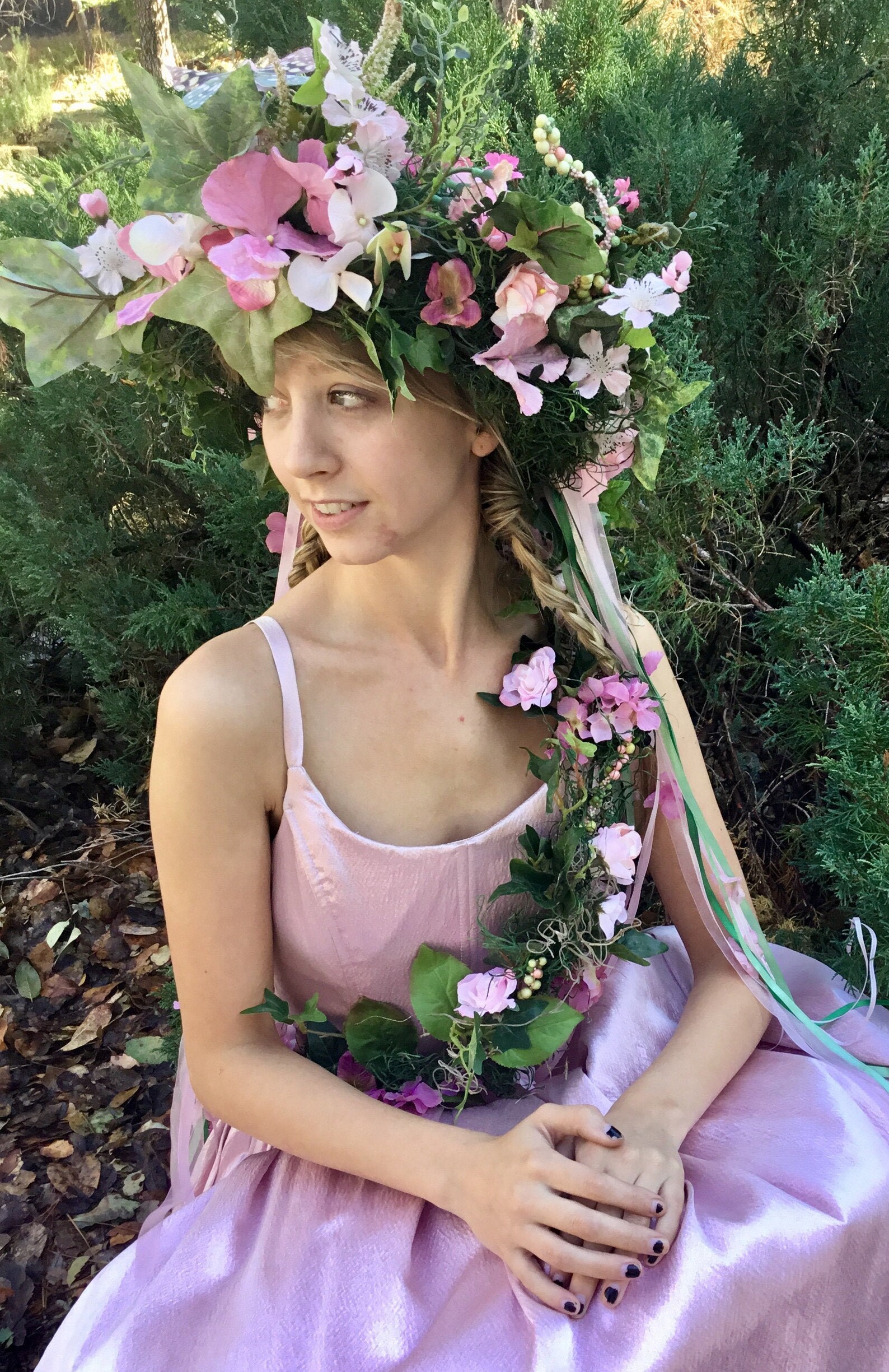 Princess Faerie Floral Headdress Crown Wreath With | Etsy