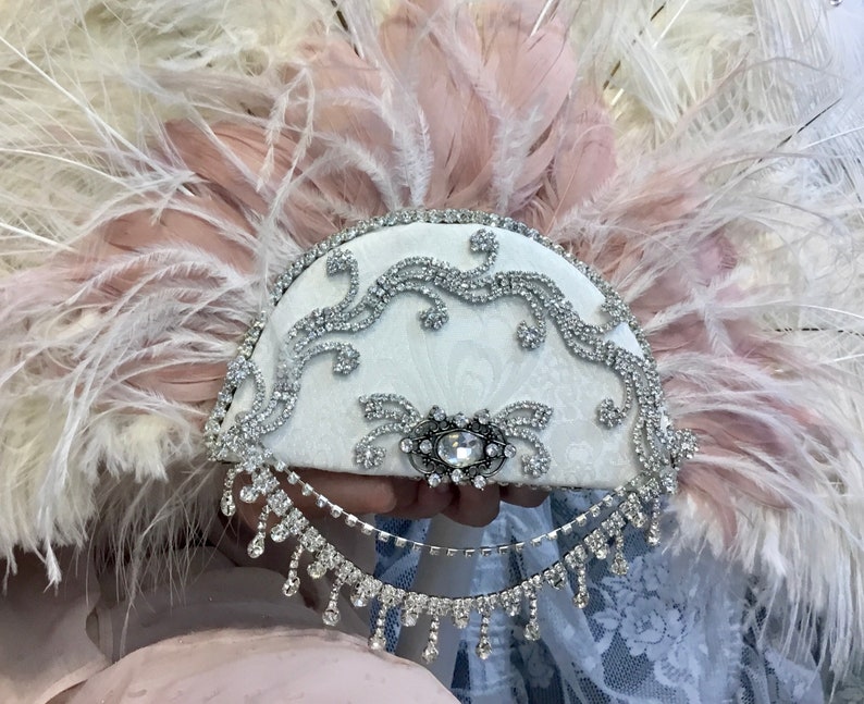 Romantic Rococo White Peacock Feather and Rose Blush Bridal | Etsy