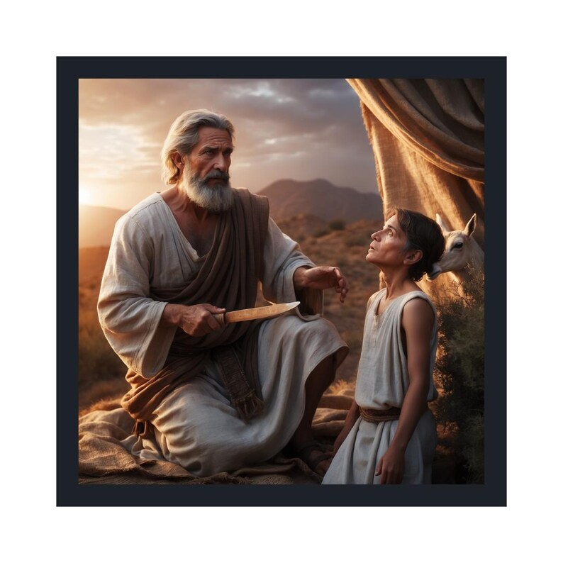 Printable Bible Art | Abraham and Isaac Genesis 22 | Christian Digital ...