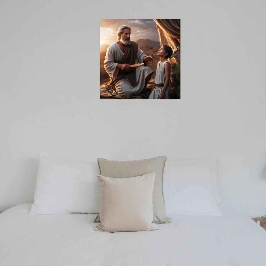 Printable Bible Art | Abraham and Isaac Genesis 22 | Christian Digital ...