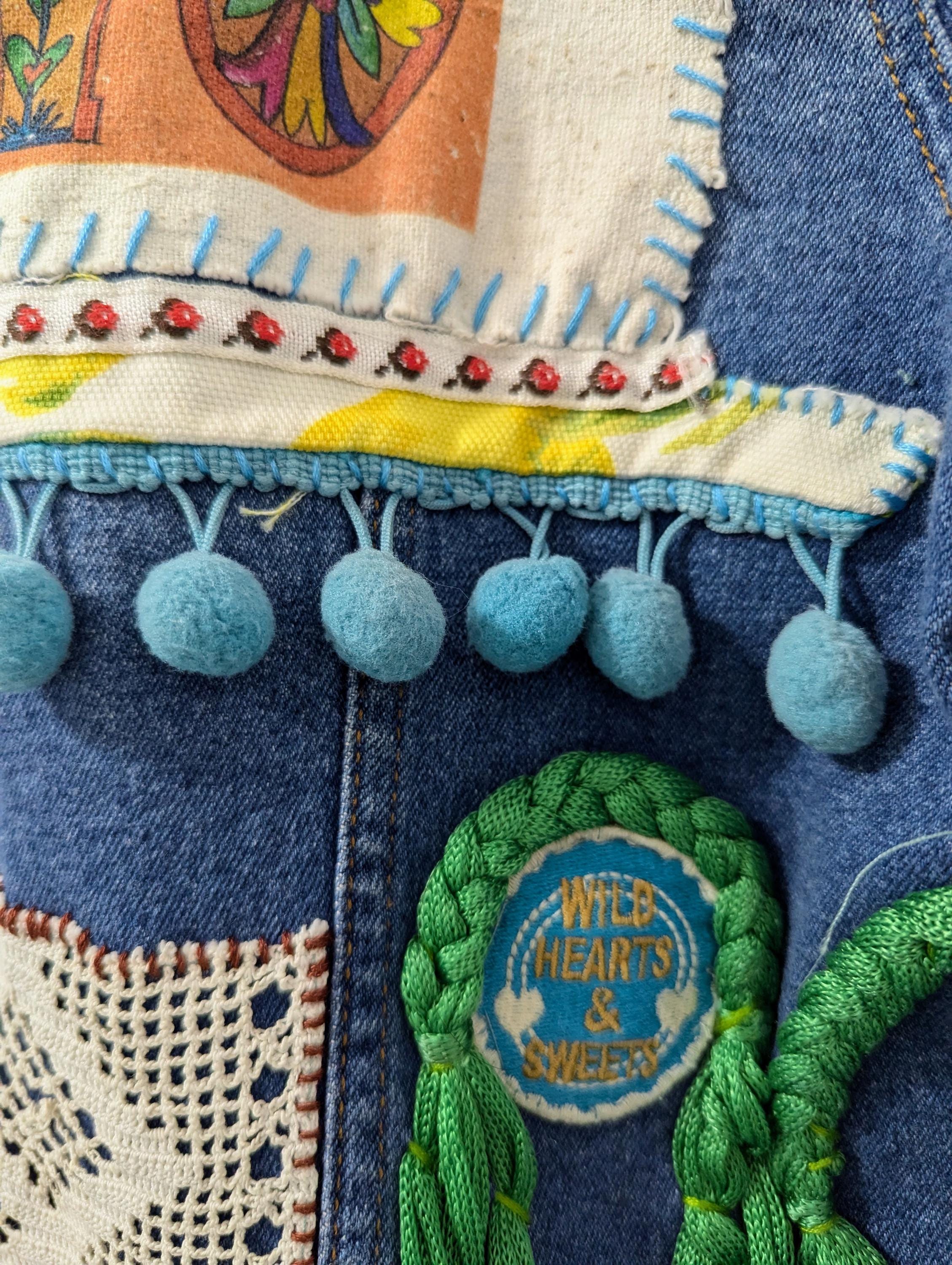 Jacket Denim Women's Clothes Blue Patches Custom Handmade - Etsy