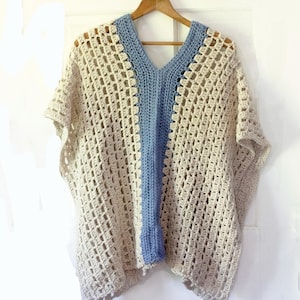 Easy Poncho Crochet Pattern for Cotton Worsted Weight Yarn - Etsy