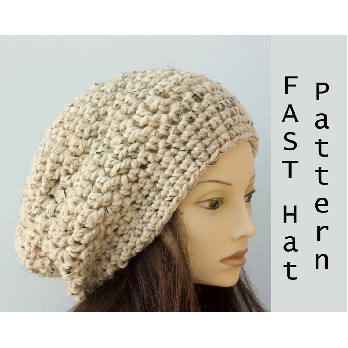 Chunky Slouchy Beanie Crochet Pattern: Fast Easy Winter Hat (PDF ...