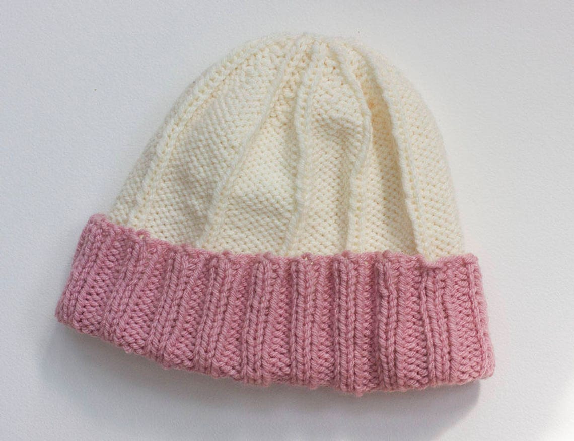 Easy Beanie Hat Knitting Pattern, Ribbed, Worsted Weight Yarn - Etsy