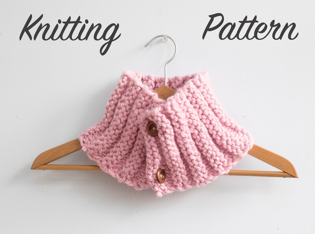 Easy Buttoned Cowl Knitting Pattern PDF Pattern Ribbed Neck - Etsy