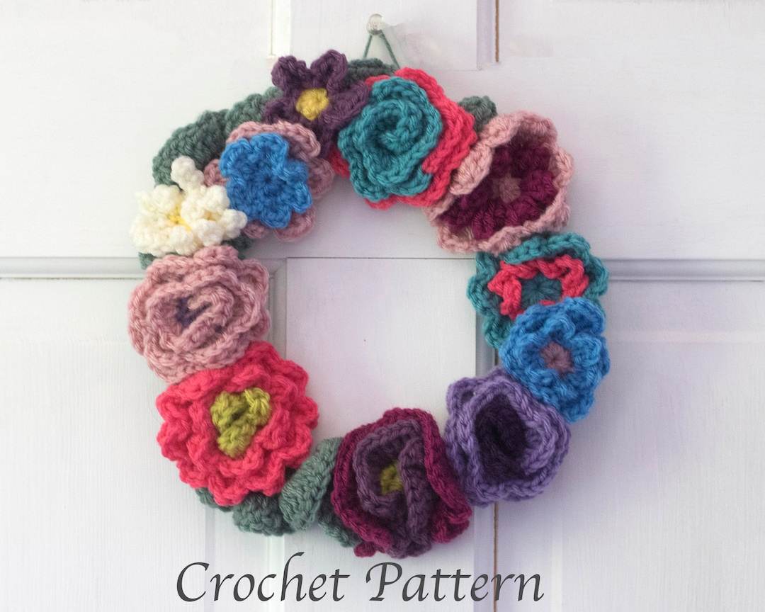 Flower Wreath Crochet Pattern Stash Buster 10 Flower Crochet - Etsy
