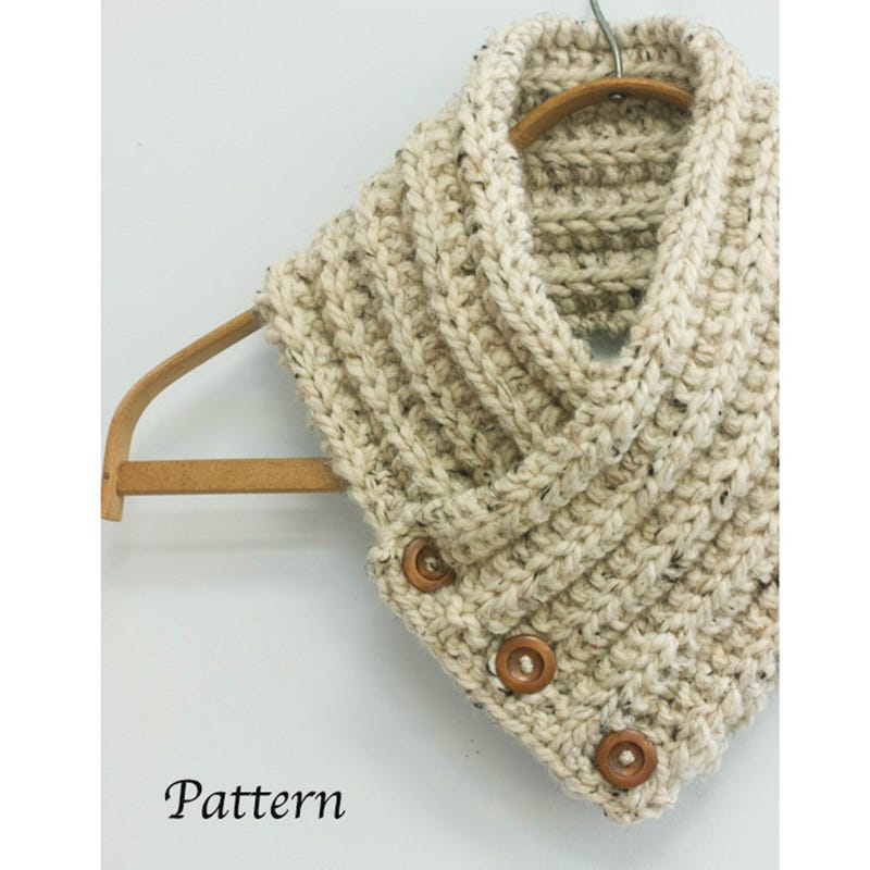 Knitted Button Scarf - Etsy