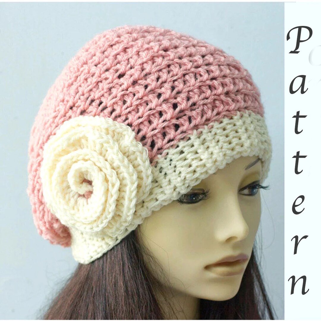Easy Beanie Boho Crochet Pattern for Women, Flower Hat Crochet Pattern ...