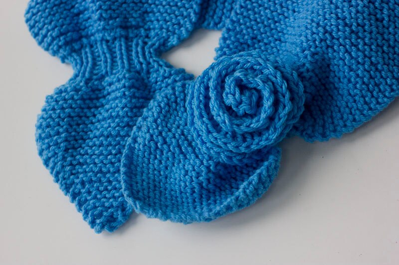 Cornflower Blue Flower Keyhole Scarf Knitted Neck Scarf Self - Etsy