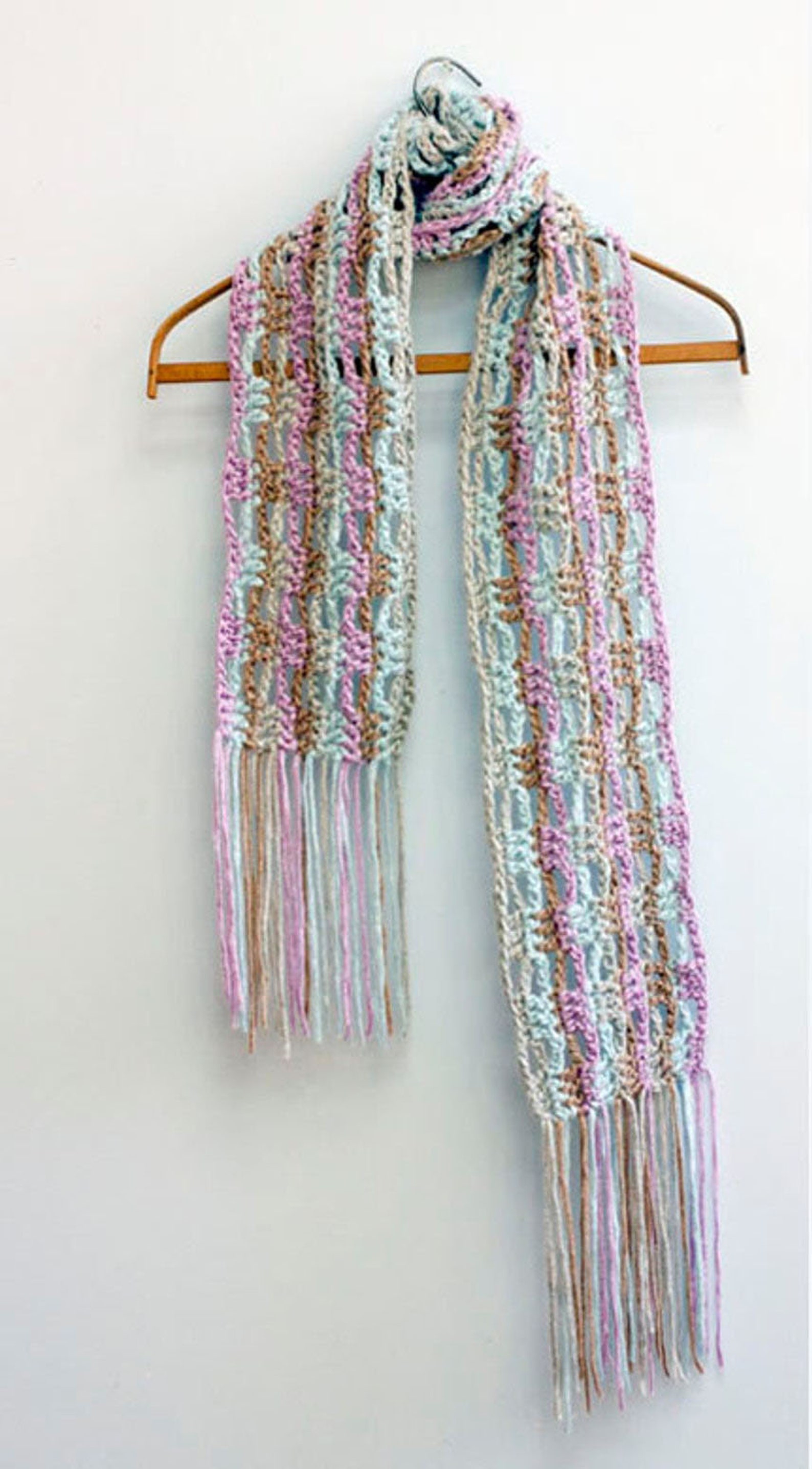 Quick Easy Scarf Crochet Pattern, Lacy Fringed Scarf PDF Pattern ...