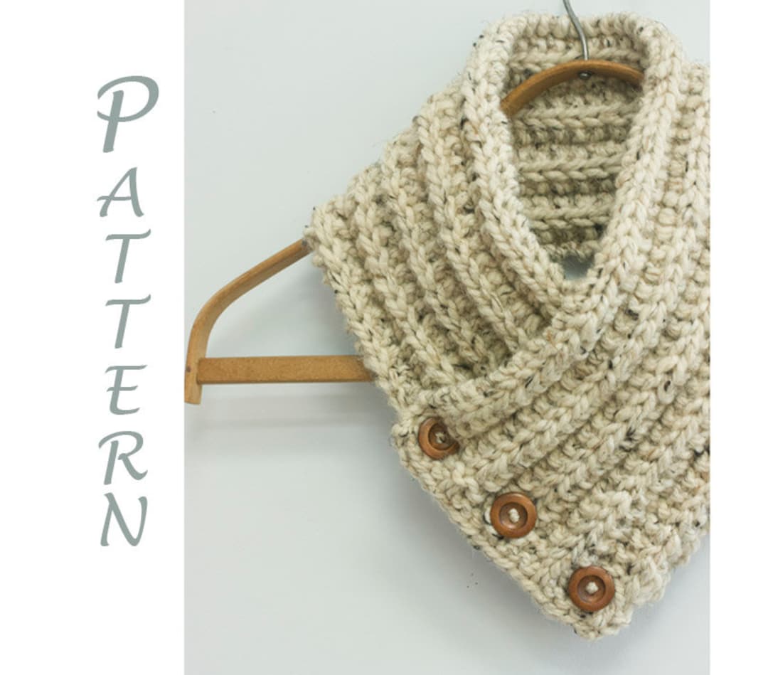 Buttoned Scarf Knitting Pattern, Instant Download, Scarf PDF Pattern ...