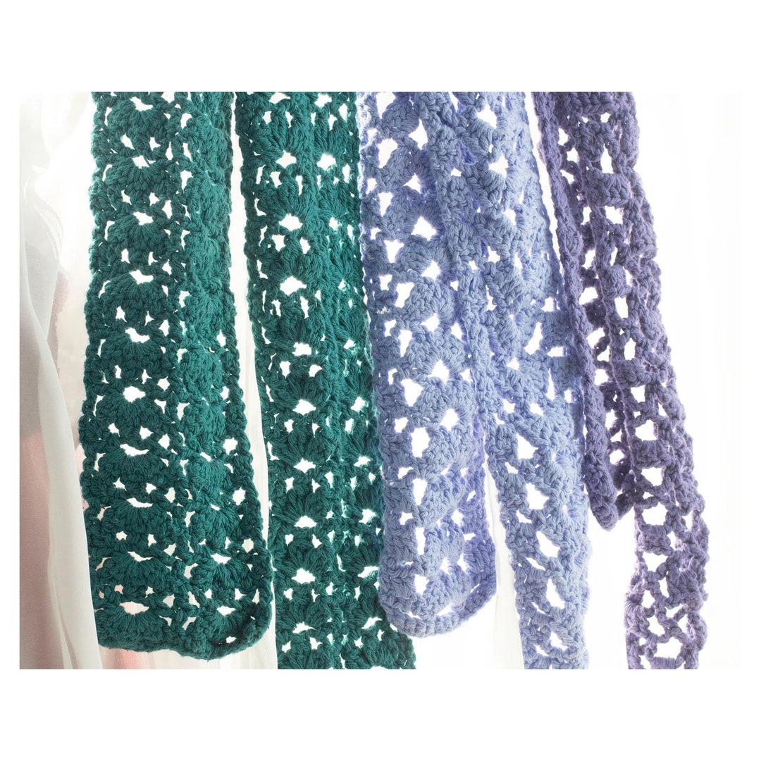 Three Easy Cotton Scarf Crochet Patterns, Woman's Boho Scarf PDF ...