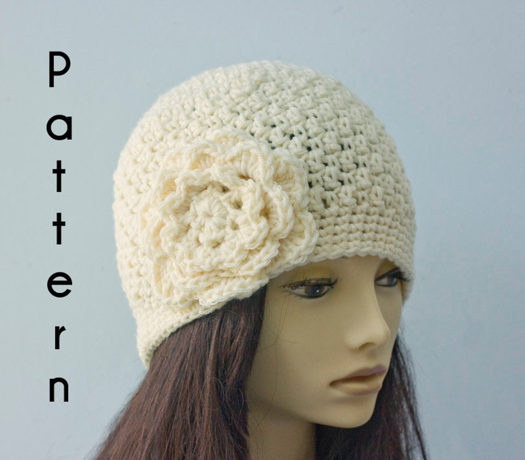 Flower Hat Crochet Pattern, Instant Download, Cloche Hat PDF Pattern ...