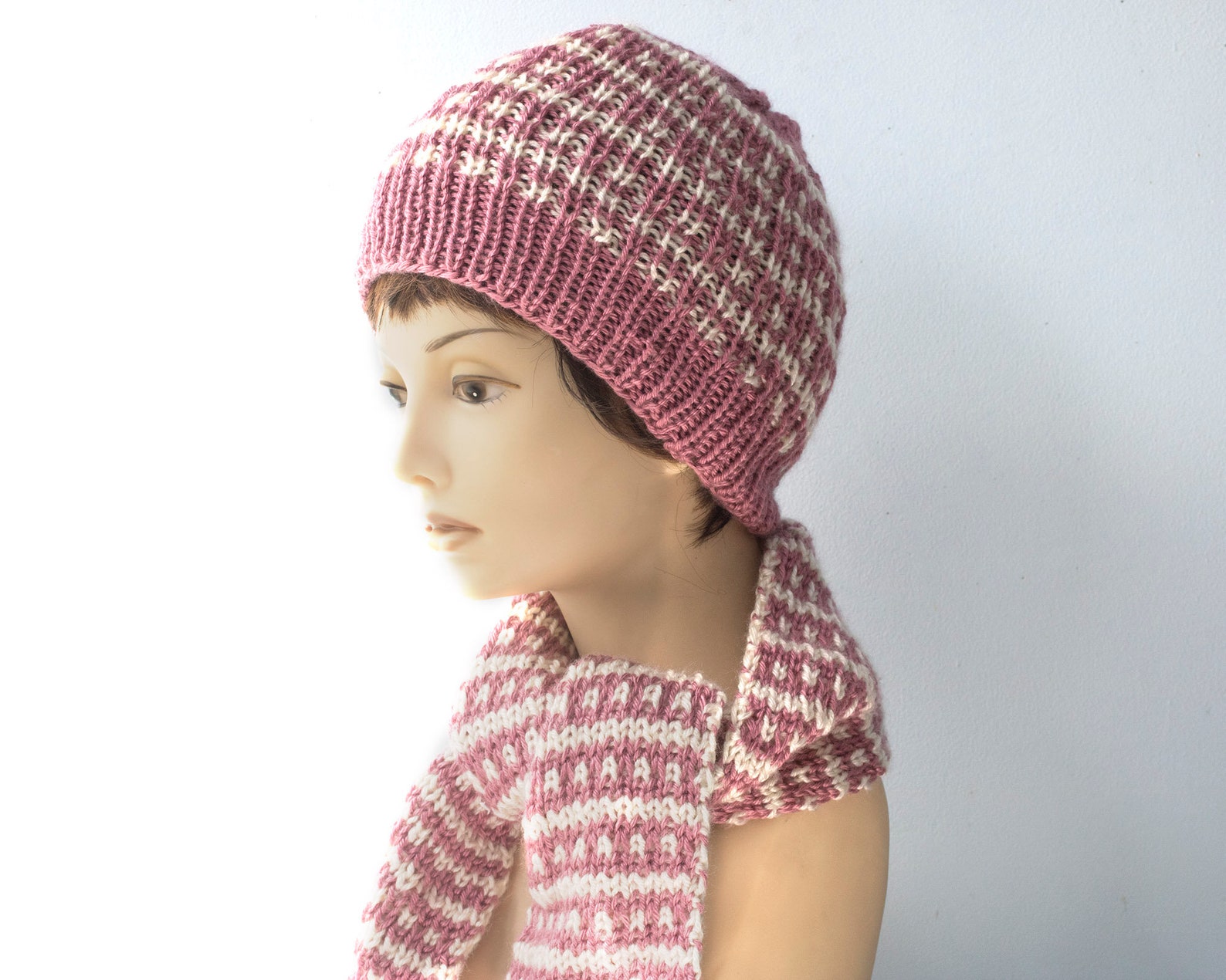 Two Mosaic Color Work Knitting Patterns Knit Reversible Scarf | Etsy