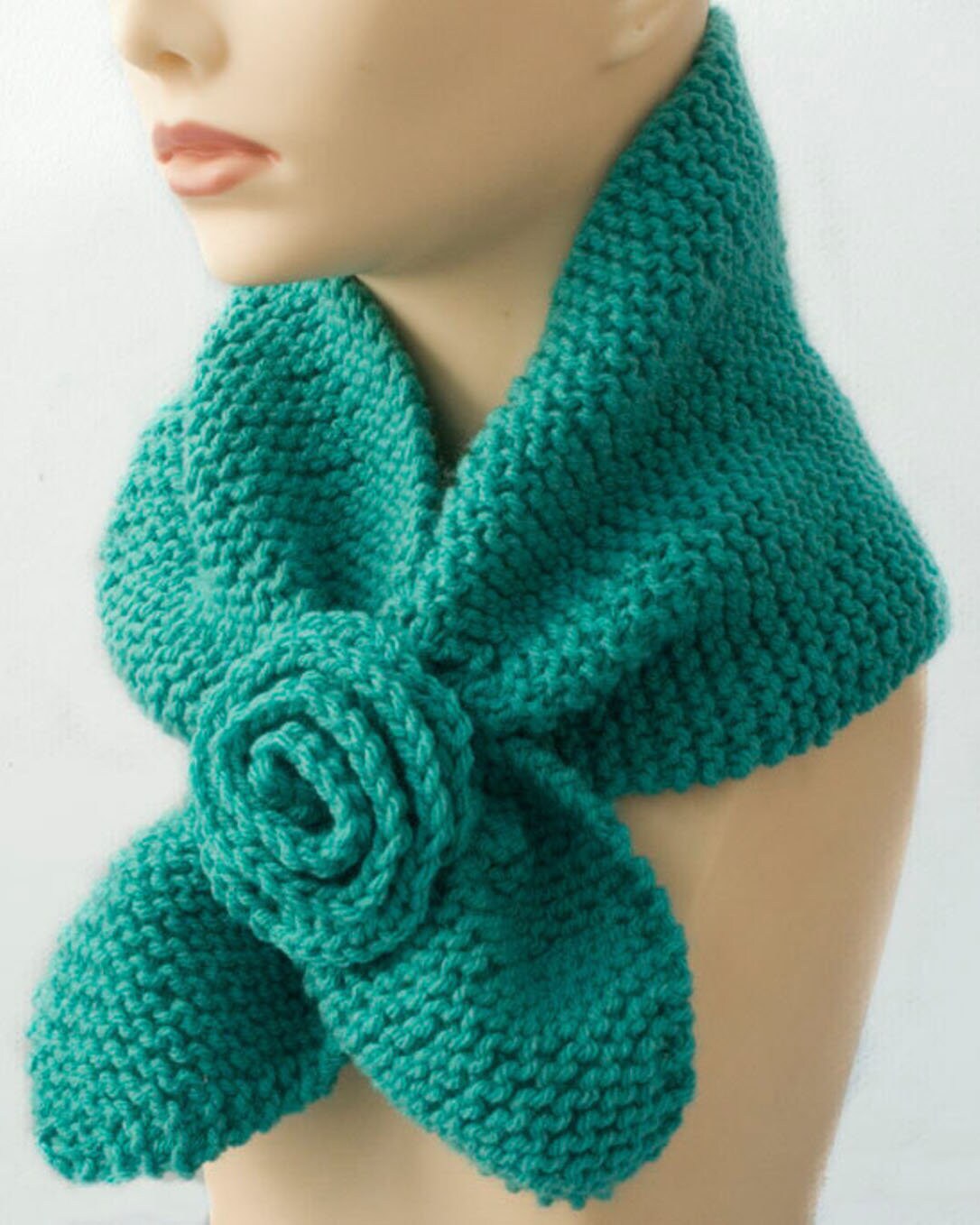 Aqua Keyhole Scarf Flower Scarf Knit Neck Scarf for Women - Etsy