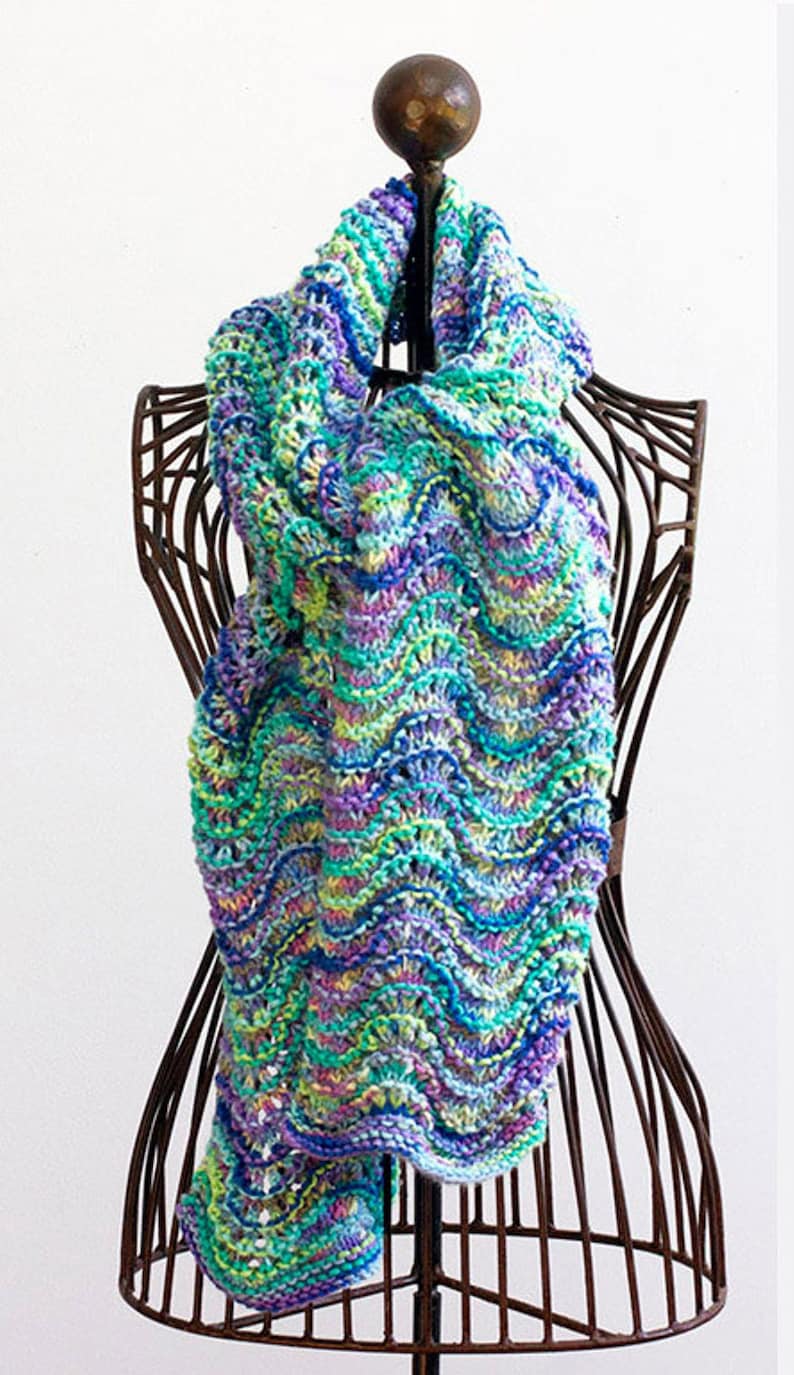 Easy Knitting Pattern Ripple Scarf Knitting Pattern Knit | Etsy