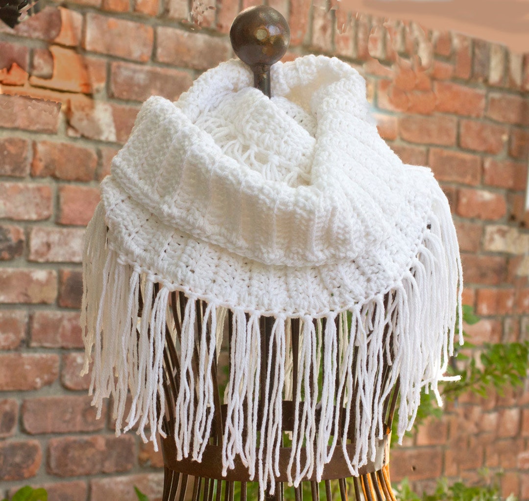 Crocheted Hippie Fringe Infinity Scarf Custom Chose Color - Etsy