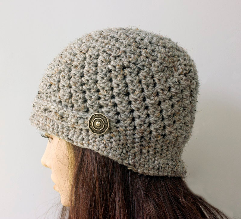 Crochet Winter Hat with Button Trim Woman's Hat Custom | Etsy