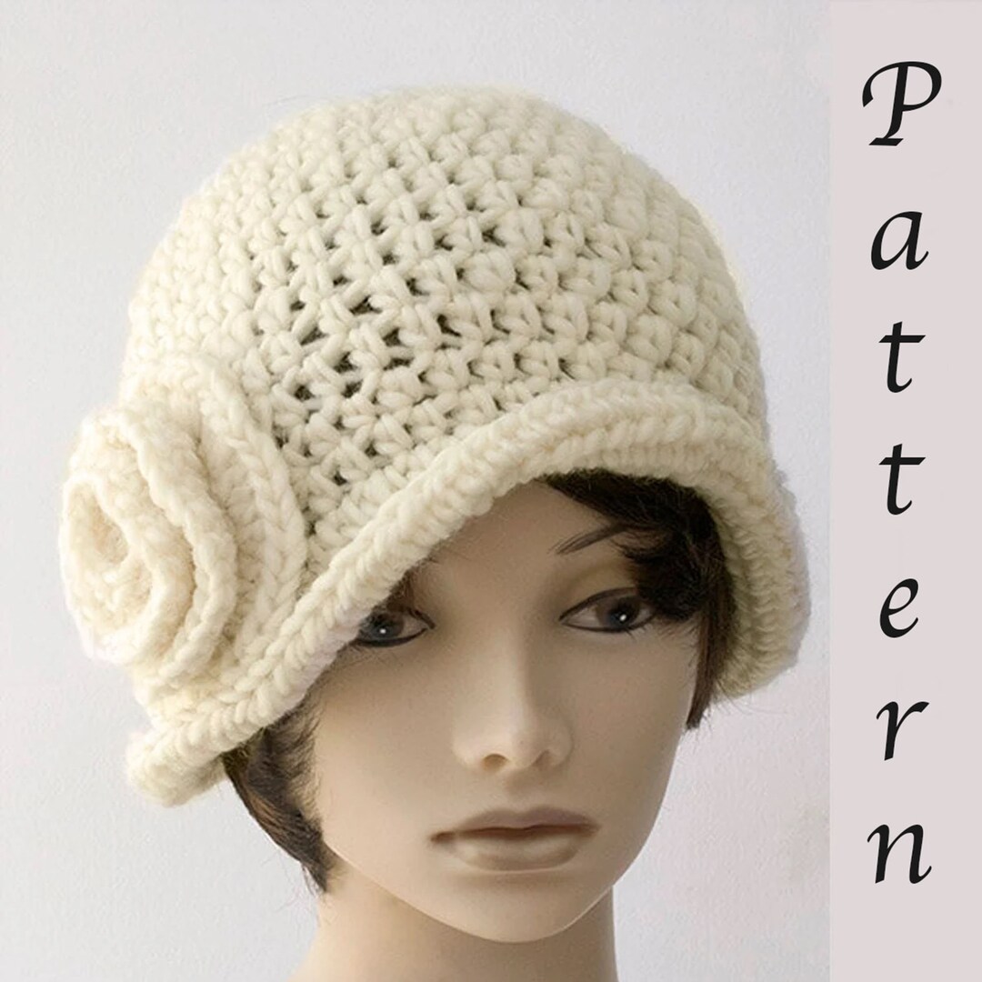 Flower Leaf Cloche Hat Crochet Pattern, Bulky Yarn, Fast - Etsy