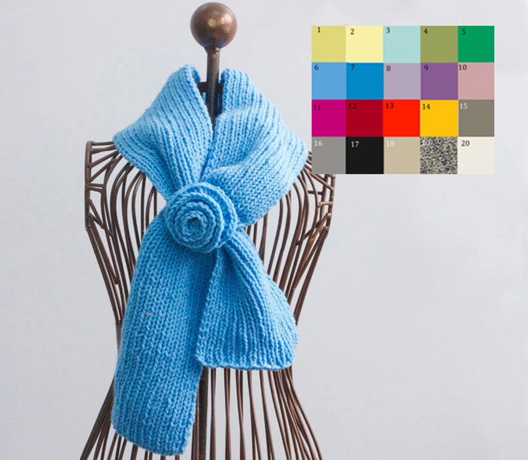 Hand Knit Key Hole Scarf Keyhole Flower Scarf Choose Color - Etsy