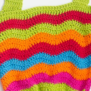 Neon Market Tote Bag, Beach Bag, Crochet Cotton Eco Friendly Reusable ...